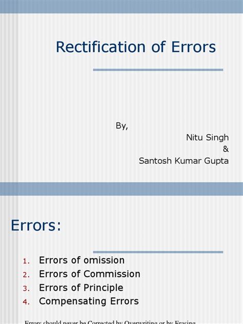 Rectification Of Errors Pdf Debits And Credits Service Industries