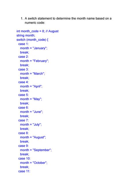 C Switch Statements Example A Switch Statement To Determine The