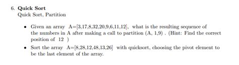 Solved 6 Quick Sort Quick Sort Partition Given An Array Chegg