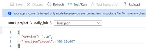 Azure Function Timout Even Though Functiontimeout Is Set To 10mins In