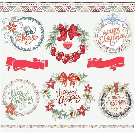 Collection Of Christmas Ornaments And Decorative Elements Vintage