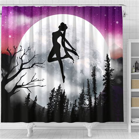 Sailor Moon Shower Curtain Night Scene Bathroom Decor AnimeBape