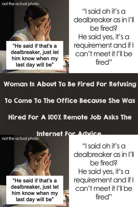 woman is about to be fired for refusing to come to the office because