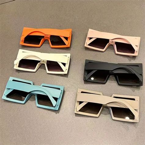 Oversized Square Frame Women Men Color Block Gradient Lens Temu South
