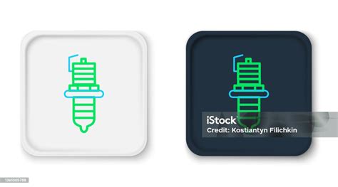 흰색 배경에 격리 된 라인 카 스파크 플러그 아이콘 자동차 전기 촛불 다채로운 개요 개념 벡터 강철에 대한 스톡 벡터 아트 및 기타 이미지 Istock