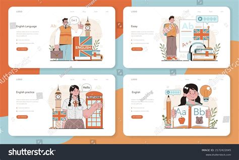 English Class Web Banner Landing Page Stock Vector Royalty Free