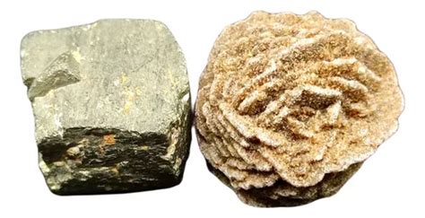 Mineral Rosa Del Desierto Y Pirita Dorado Metálico 20g Cuotas Sin Interés