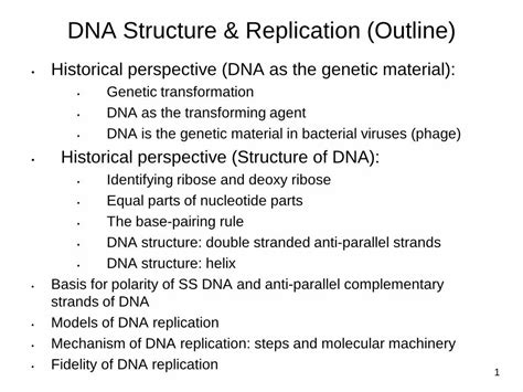 Pdf Dna Structure And Replication Outline