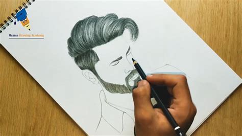 تعليم الرسم تعلم كيف ترسم وجه رجل مع الشعر و اللحية رسم سهل للمبتدئين How To Draw A Man Face