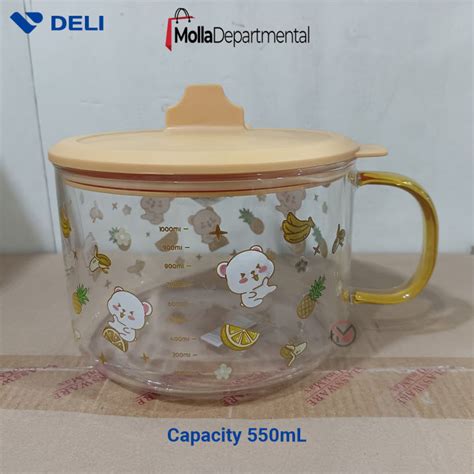 Borosilicate Glass Noodle Bowls With Lid And Handle Japanese Style