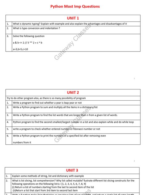 Python Most Imp Questions 64029868 2025 06 28 12 14 Pdf Python Programming