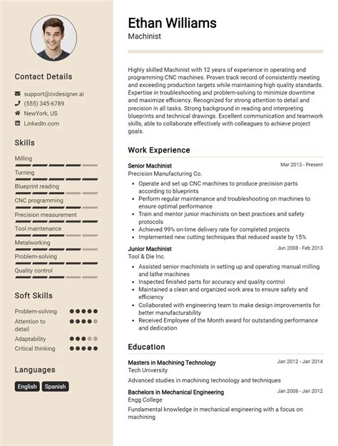 Machinist CV Example For 2025 How To Craft A Winning CV CVDesigner Ai