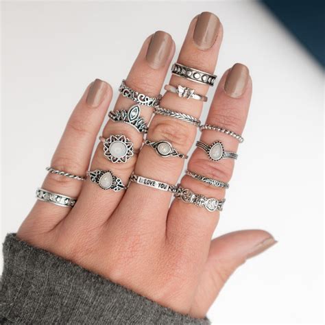 Women Silver Ring Sets Etsy