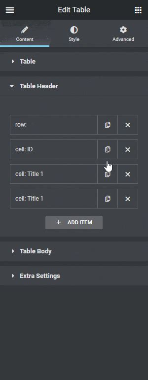 Table Elementor Widget Settings Overview The Plus Addons For Elementor