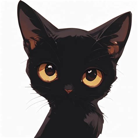 可憐で純真な黒猫の美しい顔イラストフリー素材ならシンテリ