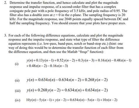 Solved 2 Determine The Transfer Function And Hence
