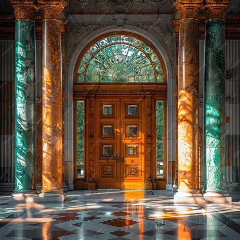 Entrance With Classical Columns Premium Ai Generated Image