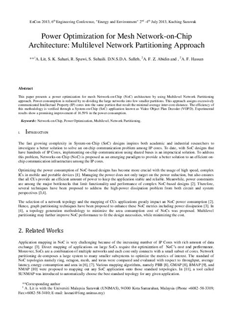 Pdf Power Optimization For Mesh Network On Chip Architecture Multilevel Network Partitioning