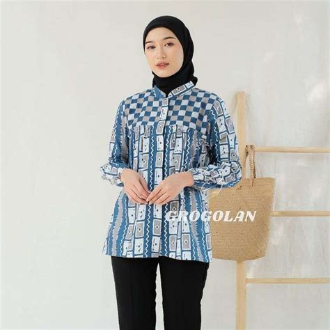 Promo Baju Batik Wanita Blouse Batik Kerja Atasan Batik Wanita Kantor