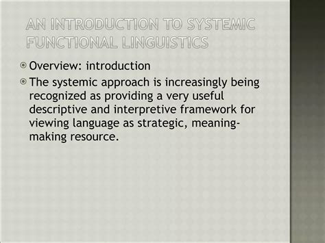 An Introduction To Systemic Functional Linguistics Ppt
