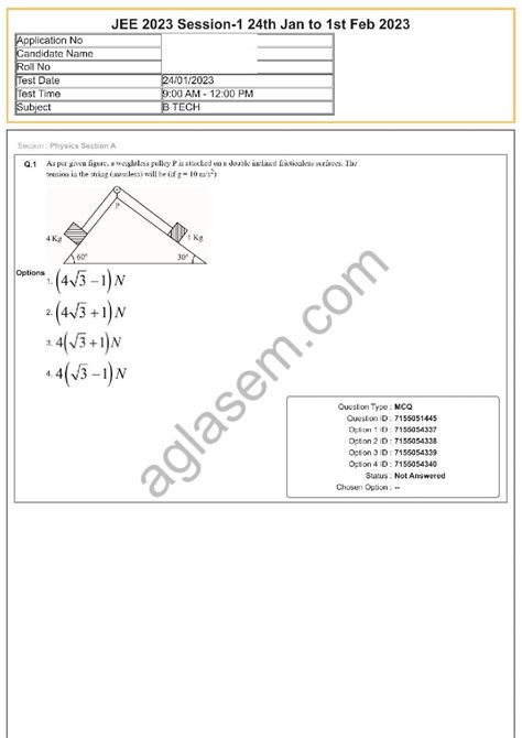 JEE Main 2023 Question Paper 24 Jan Shift 1