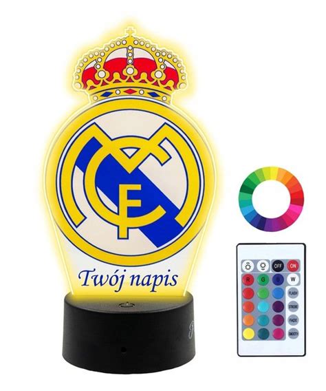 Lampka Nocna z Nadrukiem 3D Led Real Madryt Imię Plexido Sklep