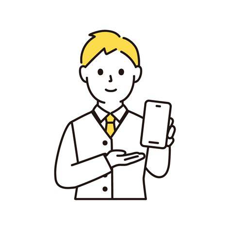 携帯電話販売員（男性・上半身）のイラスト｜フリーイラスト素材集 ソコスト