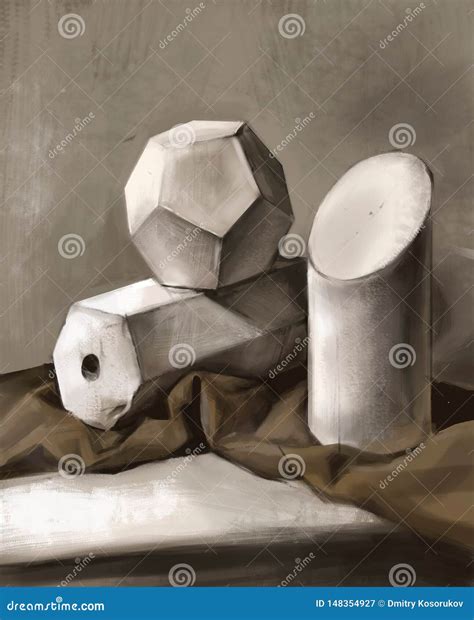 Illustration Of Three Dimensional Geometric Shapes Stock Illustration