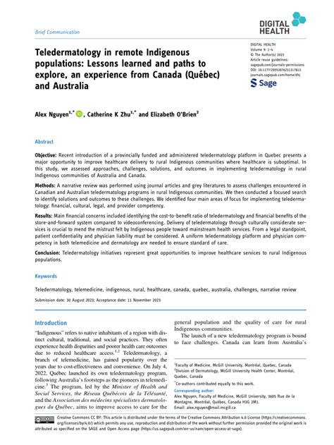 Pdf Teledermatology In Remote Indigenous Populations Lessons Learned