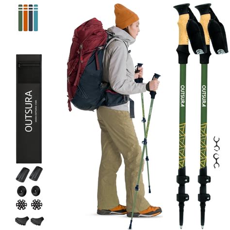 Outsura Carbon Fiber Trekking Poles Pair Of 2 Ultralight Collapsible Hiking And Walking