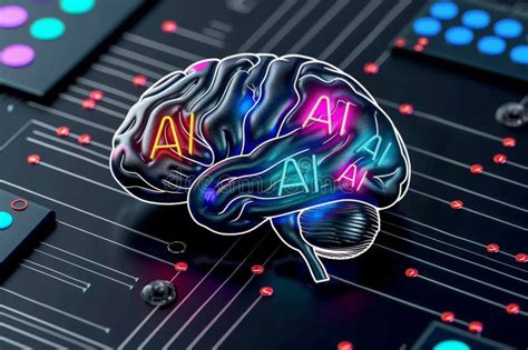 Futuristic AI Brain on Circuit Board, Advanced Technology, Digital Processor Stock Illustration ...