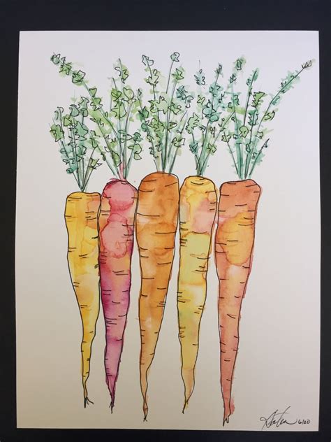 First Watercolor Carrots