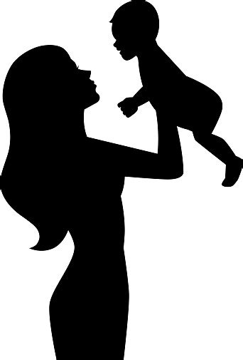 Ilustración De Silueta De Una Madre Sosteniendo Un Bebé Y Más Vectores