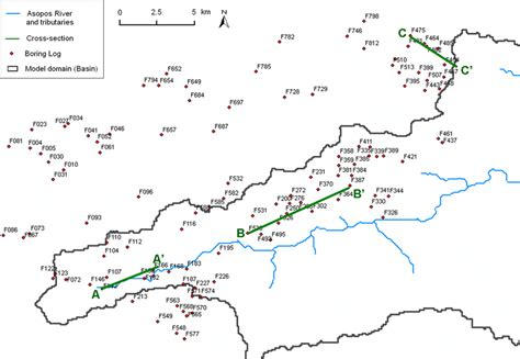 Locations Of Log Data And Selected Cross Section Locations Download