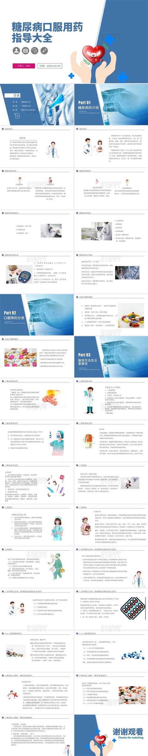简约风糖尿病口服用药指导大全ppt糖尿病健康知识宣教 515ppt