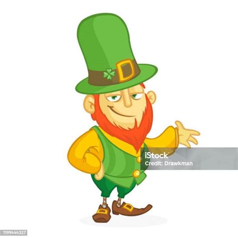 Cartoon Lustige Kobold Vektorillustration St Patrick Es Day Stock