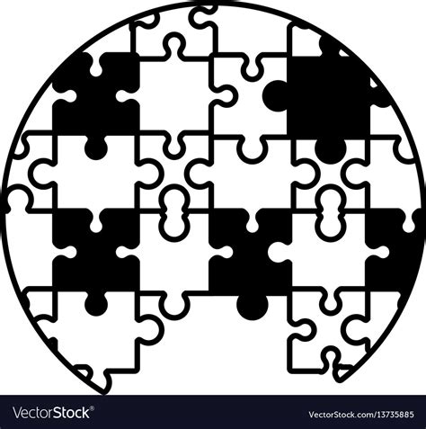 Circle Puzzle Solution Monochrome Royalty Free Vector Image