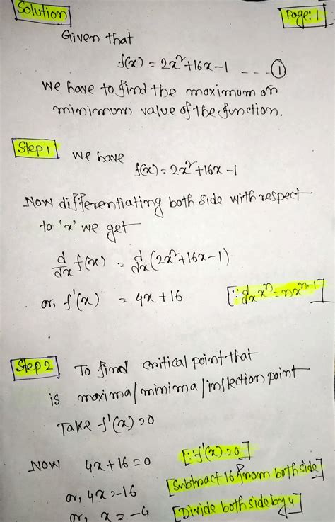 Solved Find The Maximum Or Minimum Value Of The Function X 2x4 16x Course Hero