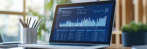 Professional Workspace Displaying Business Analytics Dashboard With Modern Digital Charts In A