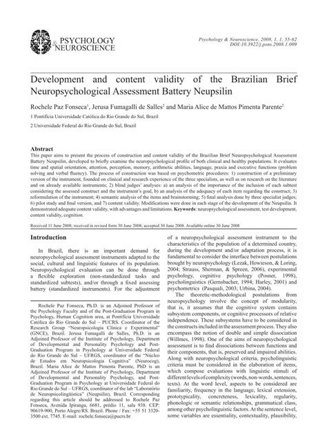 Pdf Development And Content Validity Of The Brazilian Brief · Development And Content