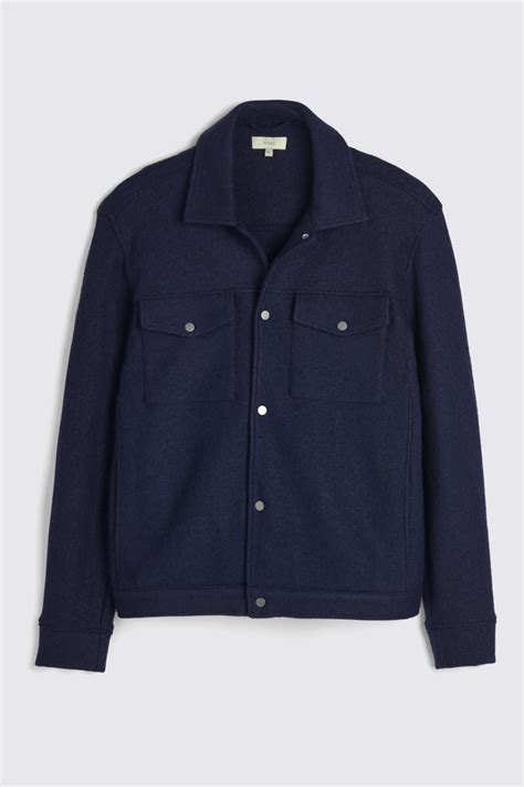 Navy Boiled Wool Trucker Jacket Buy Online At Moss