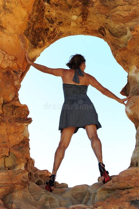 Mature Woman In Wilderness Stock Photo Image Of Blue