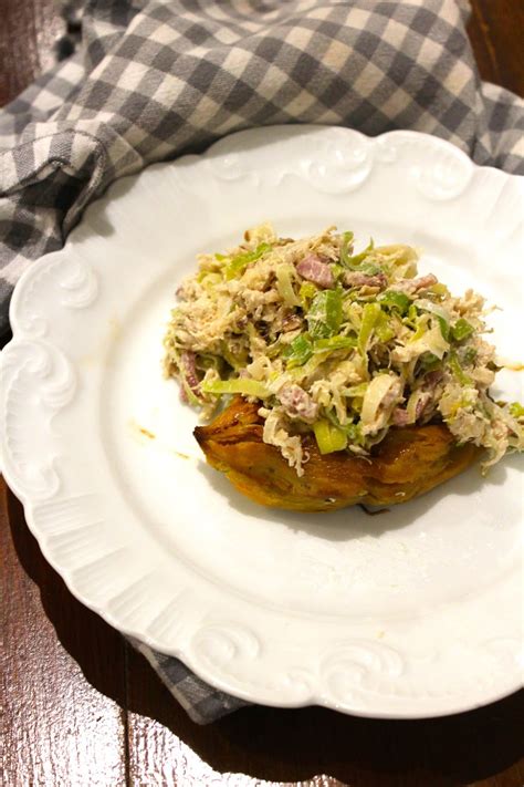 As Minhas Receitas Batata Doce Assada Recheio de Frango e Alho Francês