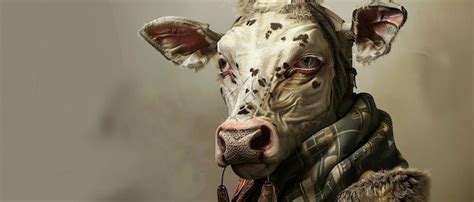 Anthropomorphic Cow Woman Hyperrealistic Cowhuman Hybrid Premium Ai