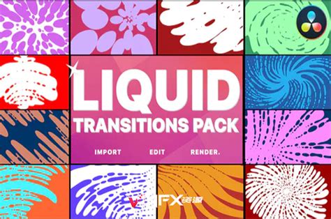 达芬奇模板 卡通液体遮罩过渡转场预设 Liquid Transitions Davinci Resolve Vfx资源网