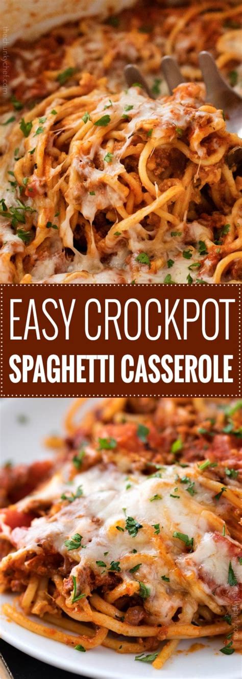 Easy Crockpot Spaghetti Casserole The Chunky Chef