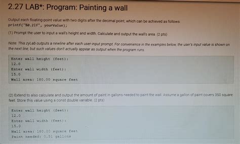 Solved Lab Program Painting A Wall Output Each Chegg
