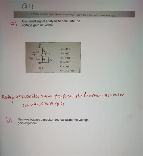 Solved 4 Apply A Sinusoidal Signal Vi From The Function Chegg Com