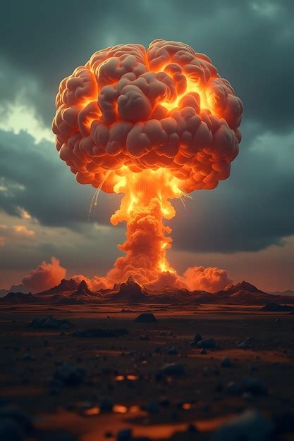 Mind Explosion Nuclear Cloud Transformed Into A Human Brain Premium Ai Generated Image