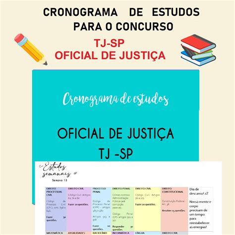 Cronograma de Estudos Concurso Oficial de Justiça do Tj Sp Elo7